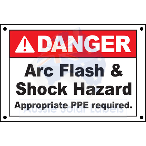 Danger Arc Flash Shock Hazard - Aussie Solar Labels